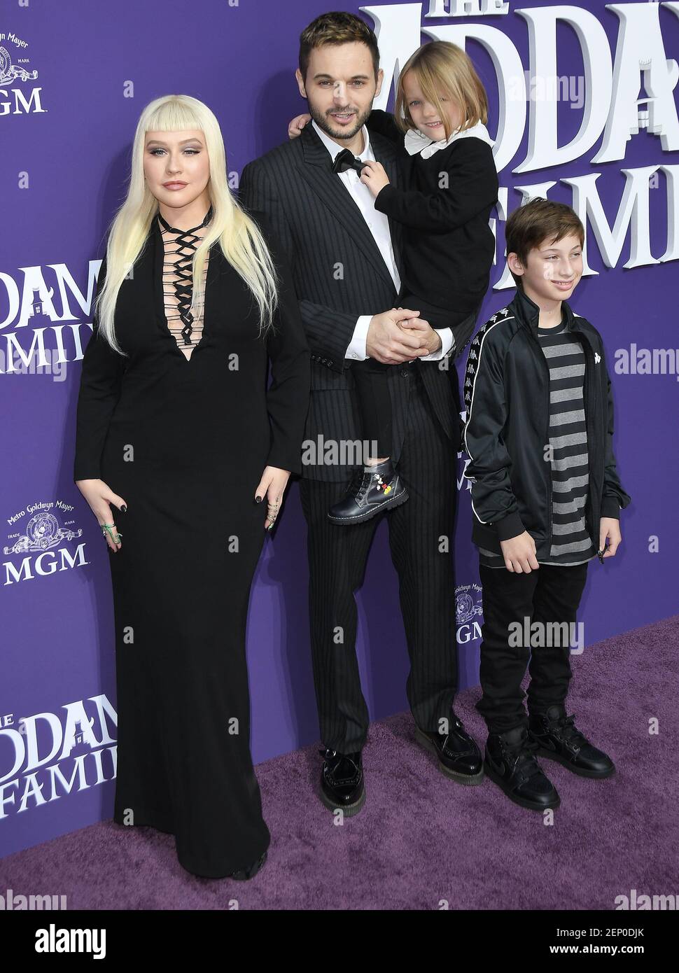 (L-R) Christina Aguilera, Matthew Rutler, Summer Rain Rutler and Max ...