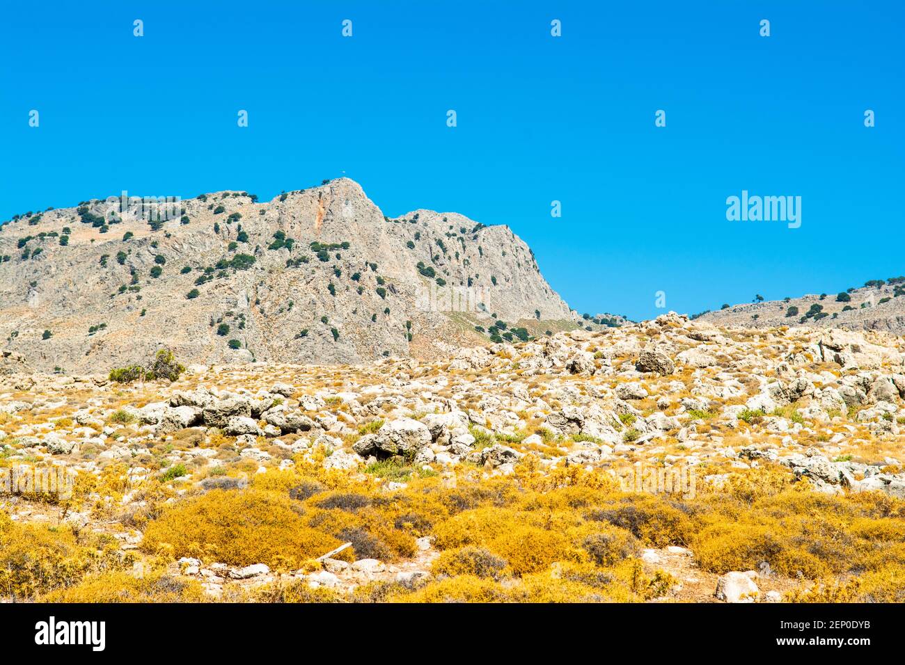 Landscape of gorge in Rhodes island with rock and mountain Stock Photo ...
