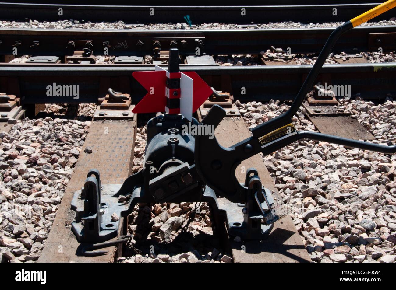 Low-stand switch machine at a rail yard Stock Photo - Alamy
