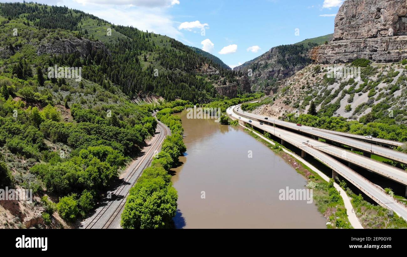 Interstate 70 in Glenwood Canyon, along the Colorado River, Colorado ...