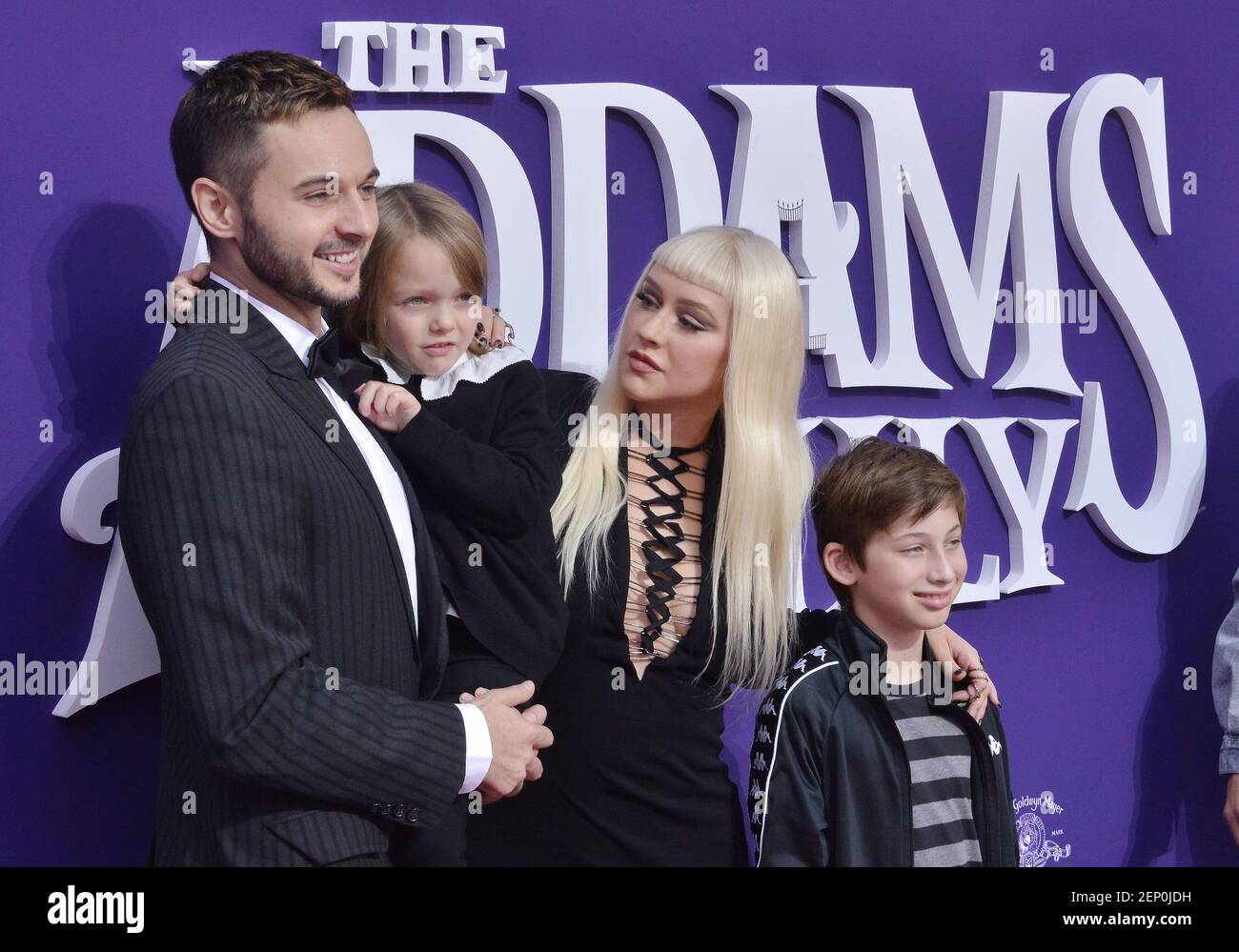 (L-R) Matt Rutler, Summer Rain Rutler, Christina Aguilera, Max Bratman ...