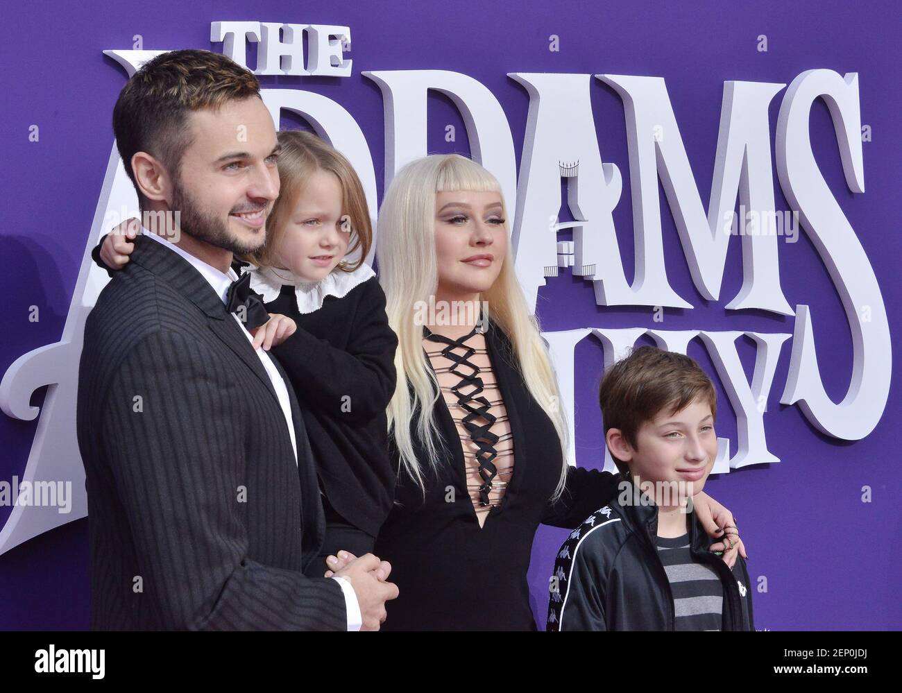 (L-R) Matt Rutler, Summer Rain Rutler, Christina Aguilera, Max Bratman ...