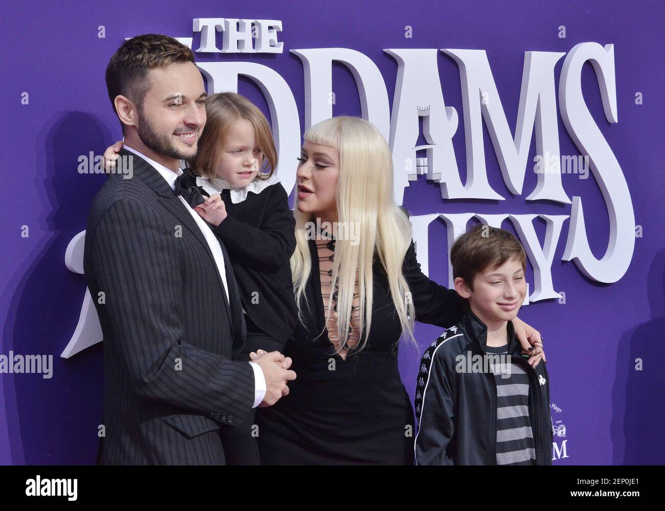 (L-R) Matt Rutler, Summer Rain Rutler, Christina Aguilera, Max Bratman ...
