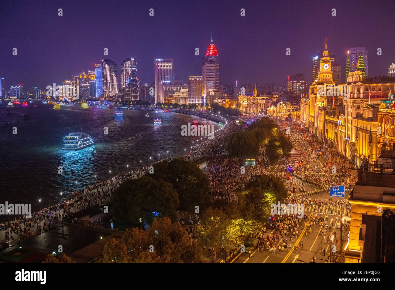 The Bund, a waterfront area in central of the city, is crowded with ...