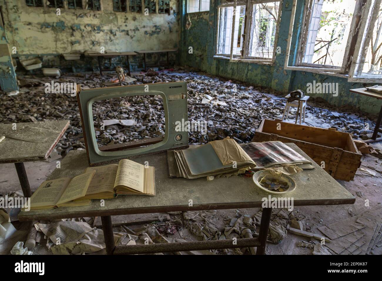 School in Chernobyl, Ukraine in a summer day Stock Photo - Alamy