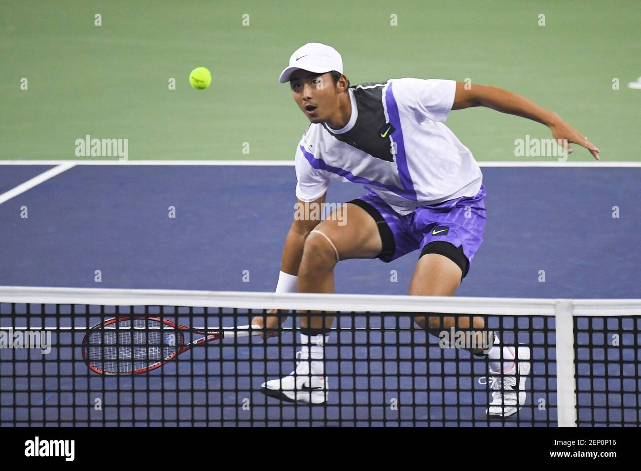 Chinese professional tennis player Zhang Ze competes against Spanish ...