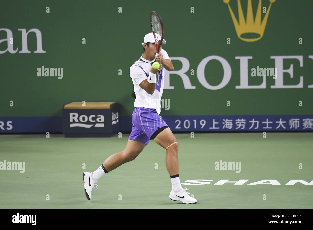 Chinese professional tennis player Zhang Ze competes against Spanish ...