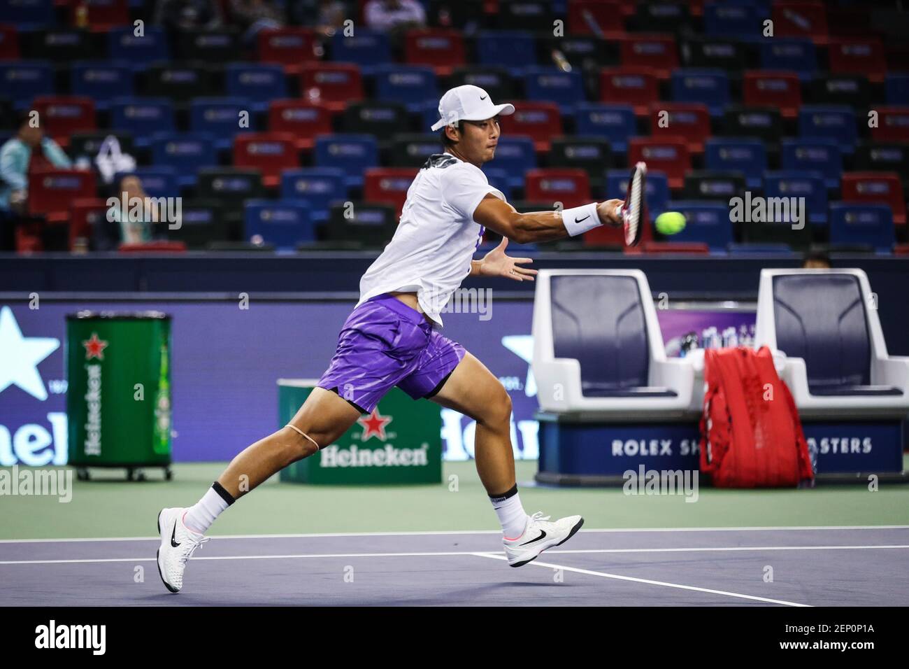 Chinese professional tennis player Zhang Ze competes against Spanish ...