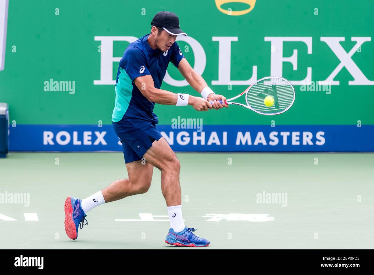 Chinese professional tennis player Li Zhe competes against French ...