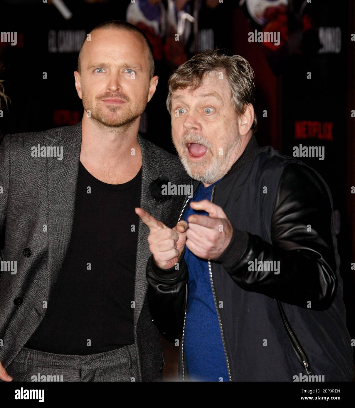 Aaron Paul and Mark Hamill attend the premiere of Netflix's "El Camino ...