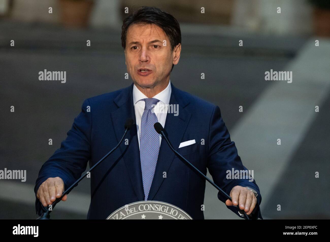 Italian Premier, Giuseppe Conte speaks during a meeting with the ...