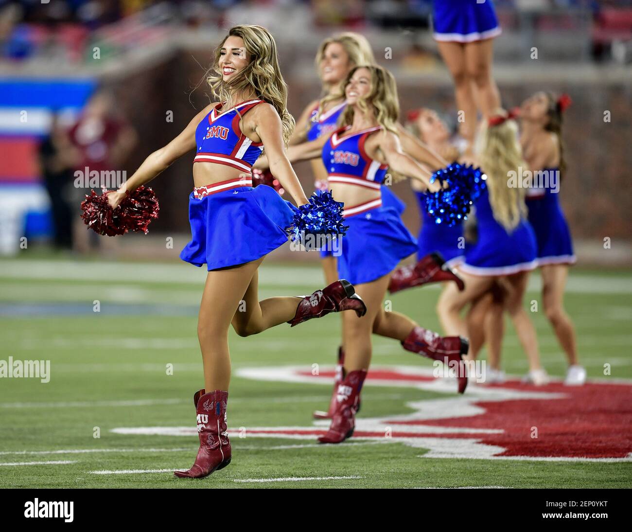 SMU Mustang Cheerleaders during an NCAA Football game between the Tulsa ...