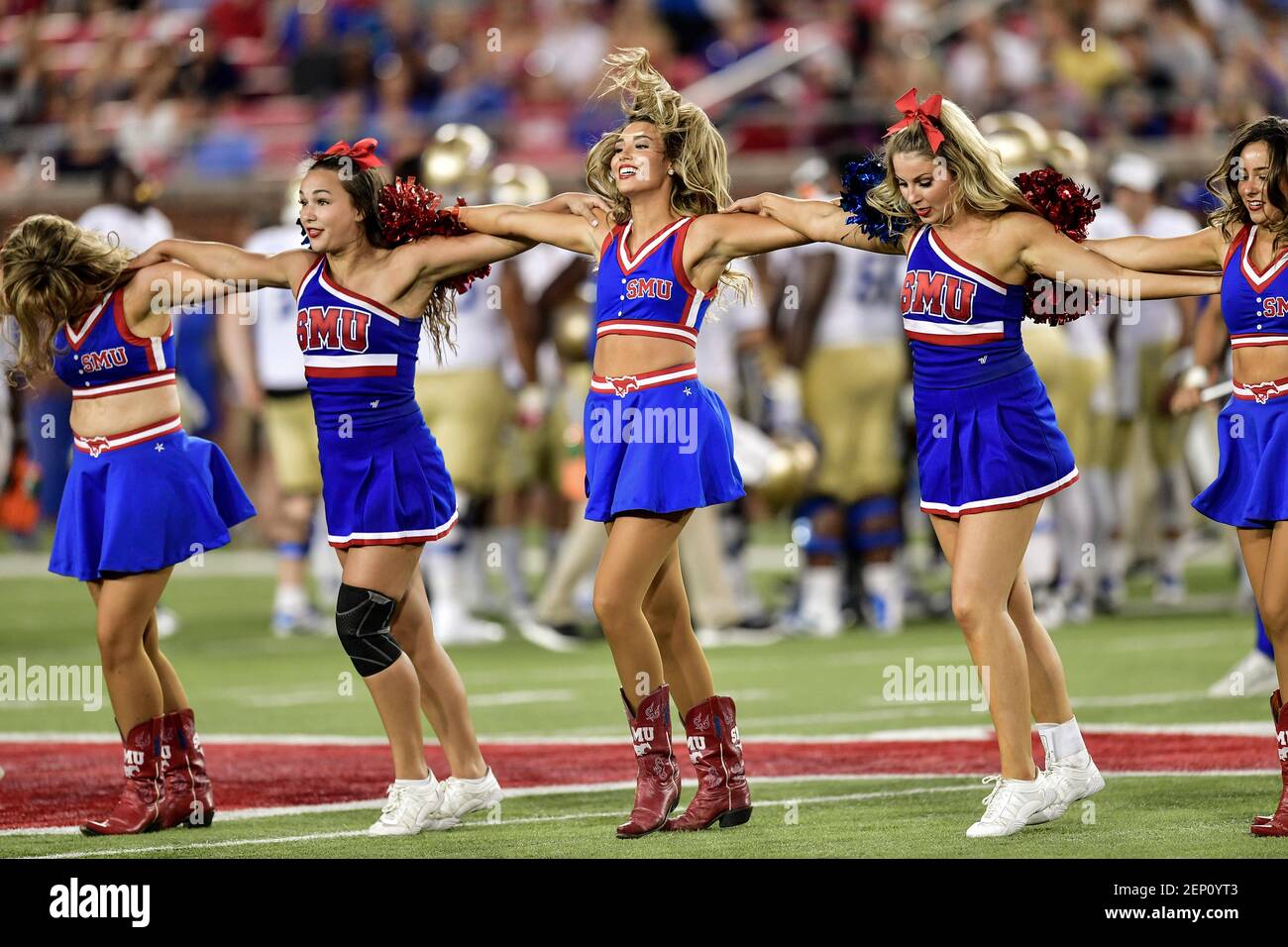 SMU Mustang Cheerleaders during an NCAA Football game between the Tulsa ...