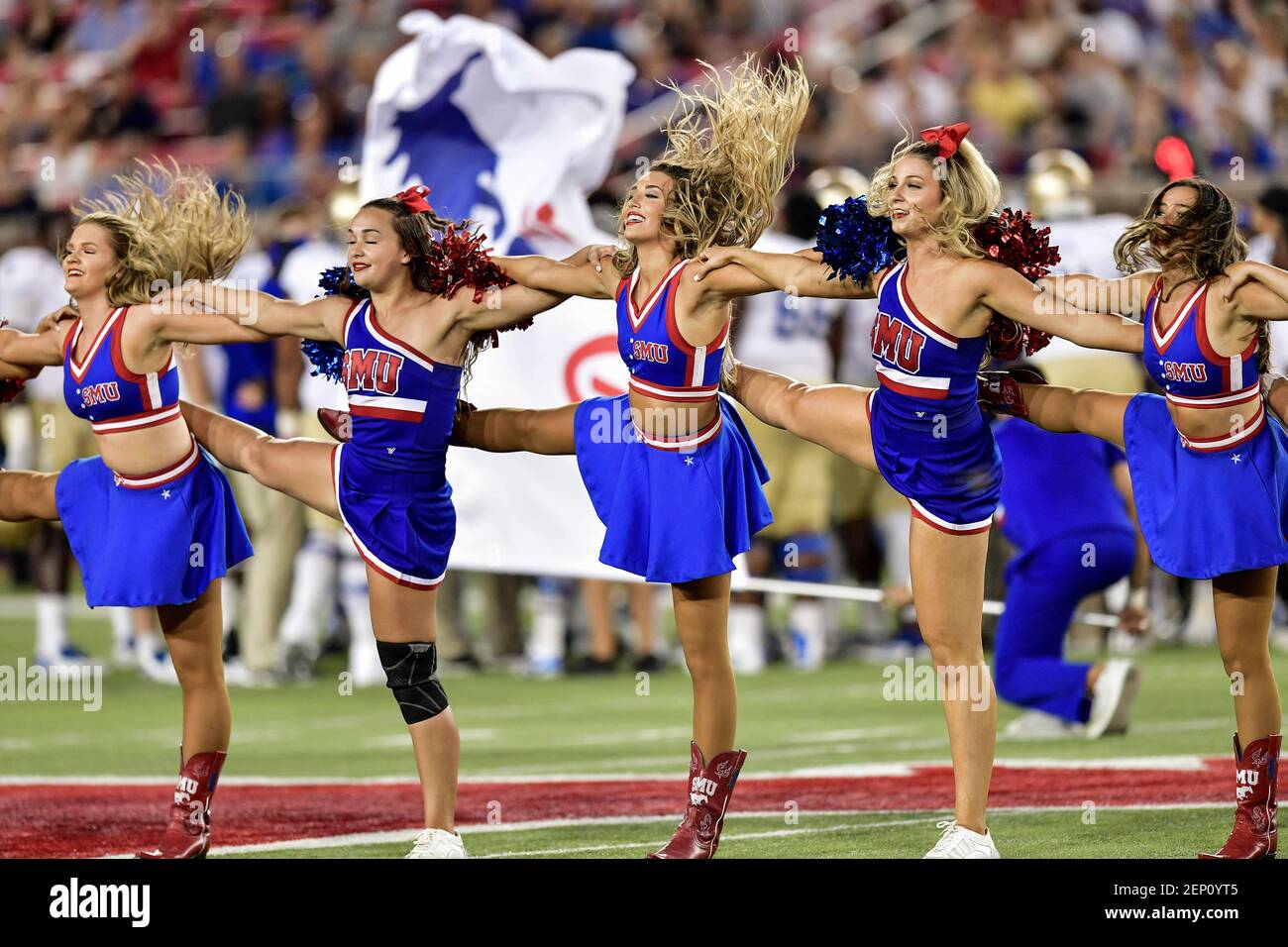 SMU Mustang Cheerleaders during an NCAA Football game between the Tulsa ...