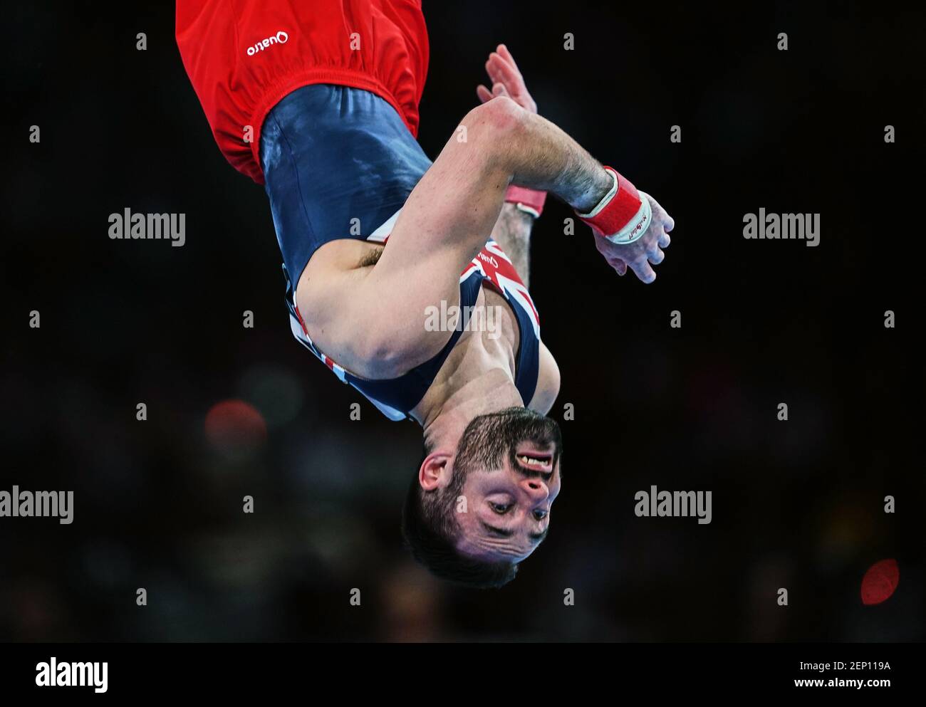 October 9, 2019: James Hall of Great Britain competing in floor ...