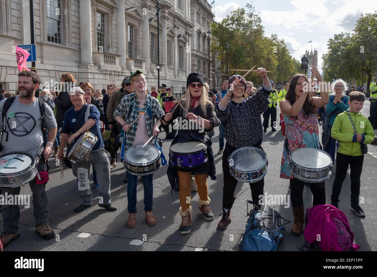 Extinction Rebellion Protesters Day Three Playing the Drums on ...