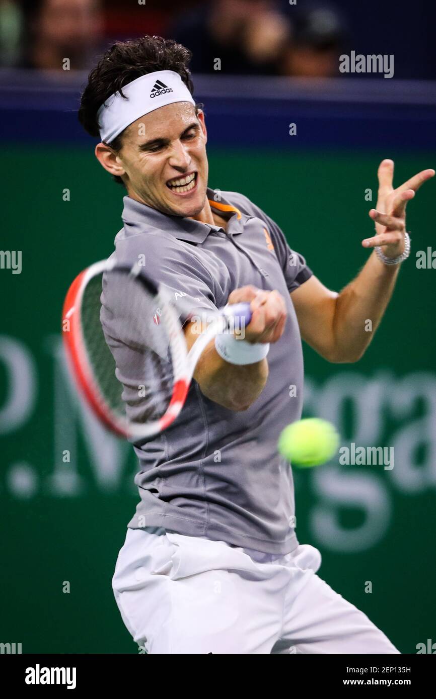 Austrian professional tennis player Dominic Thiem competes against ...