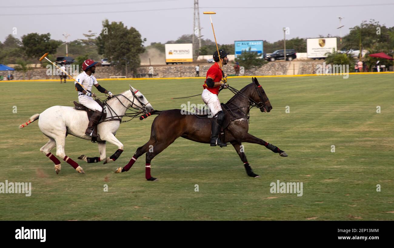 Horse and rider polo match game Accra Ghana. Polo a horseback mounted ...
