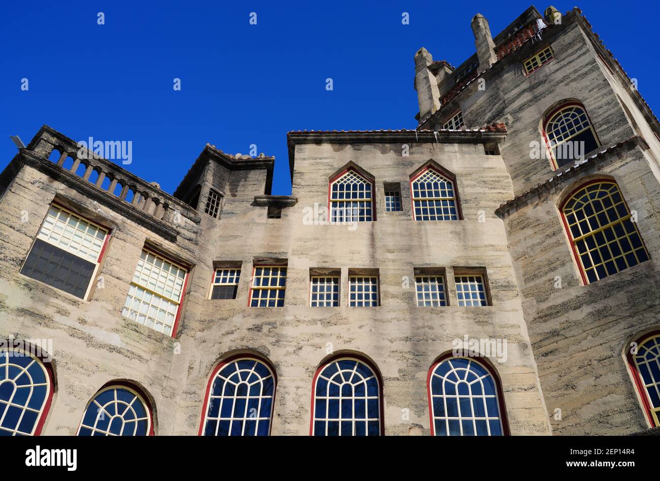 DOYLESTOWN, PA -21 FEB 2021- Winter view of the landmark Fonthill ...