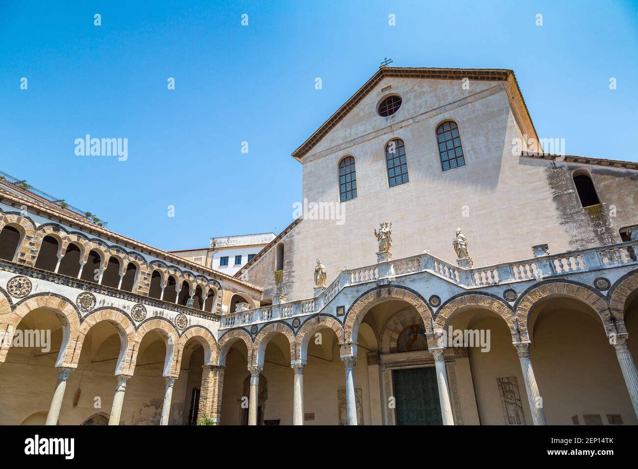 Cathedral of Salerno, the Amalfi Coast in Italy in a beautiful summer ...