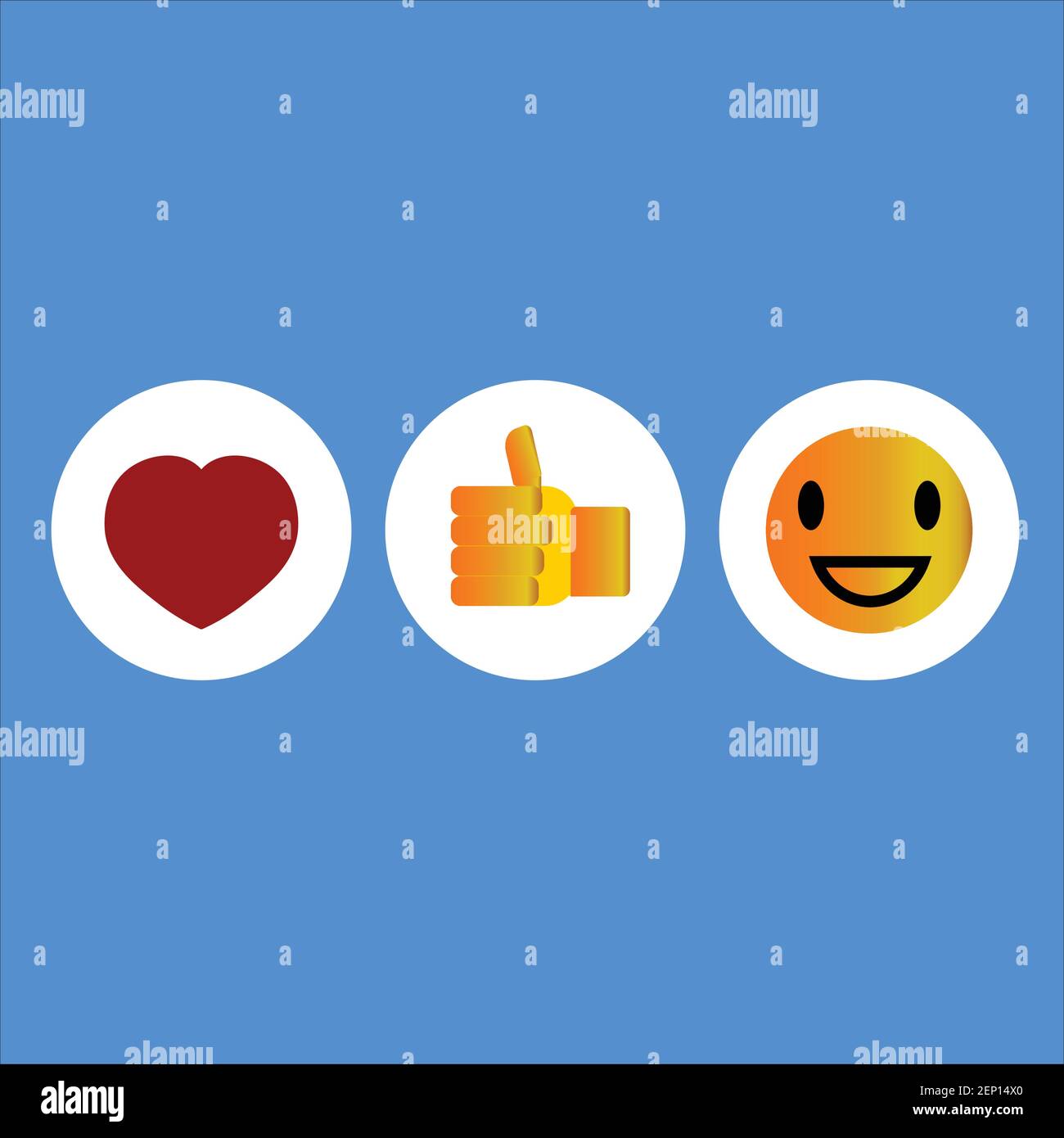 Vector happy red heart smile face blue background Stock Vector Image ...