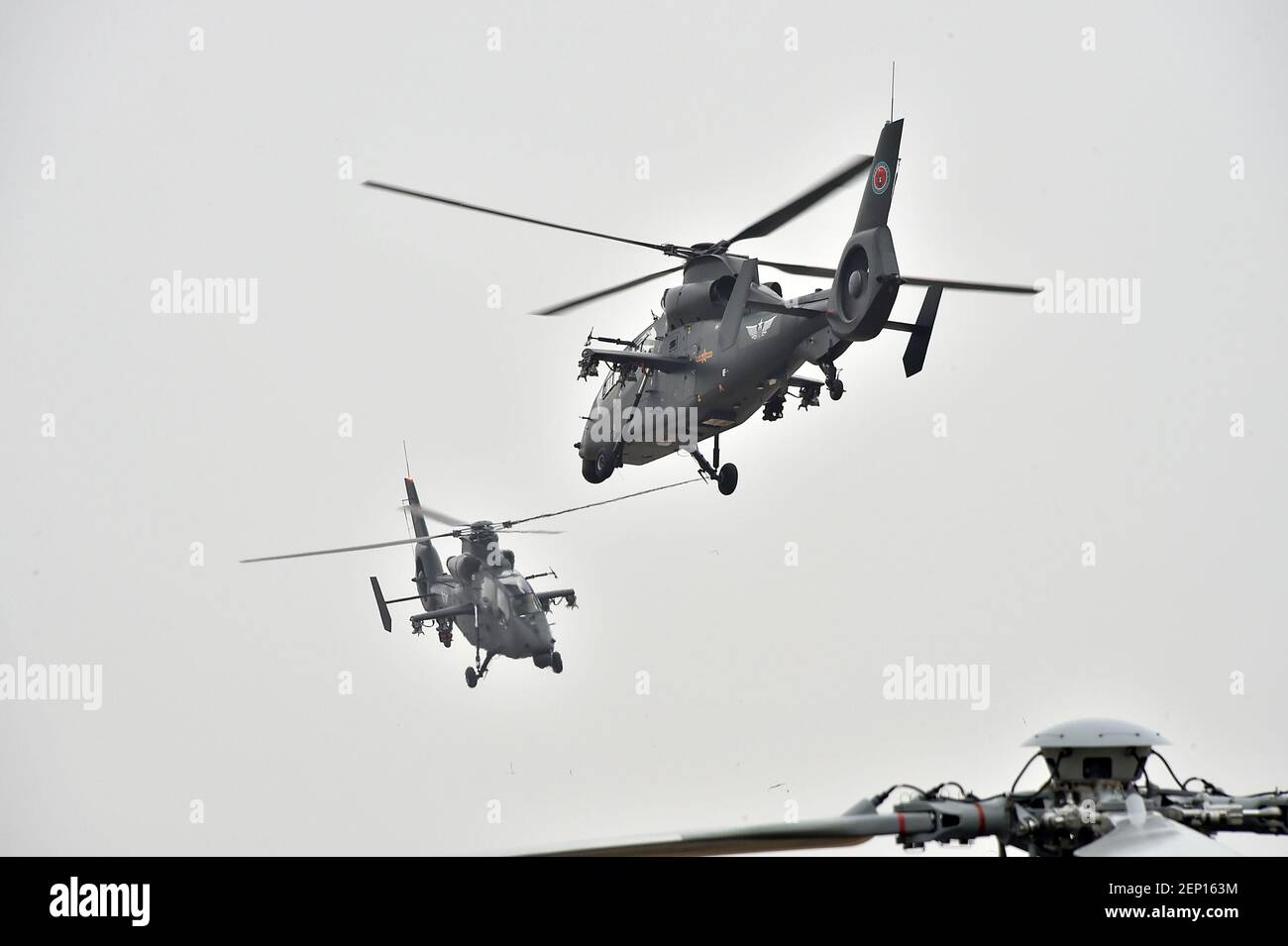 Helicopters do flight show for the opening ceremony of the China ...