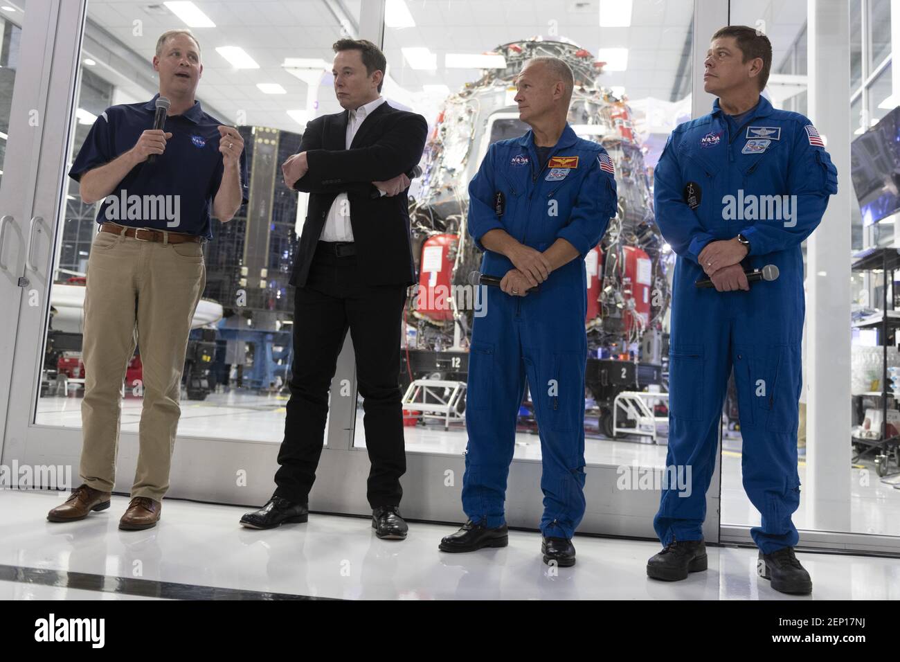 NASA administrator Jim Bridenstine, NASA astronauts Bob Behnken, Doug ...