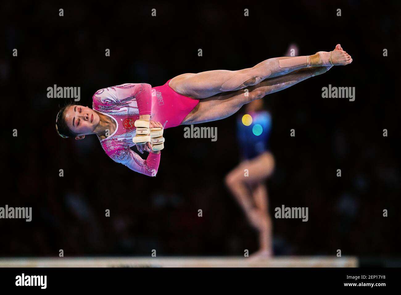 Shijia Li of China competing in floor exercise for women during the ...
