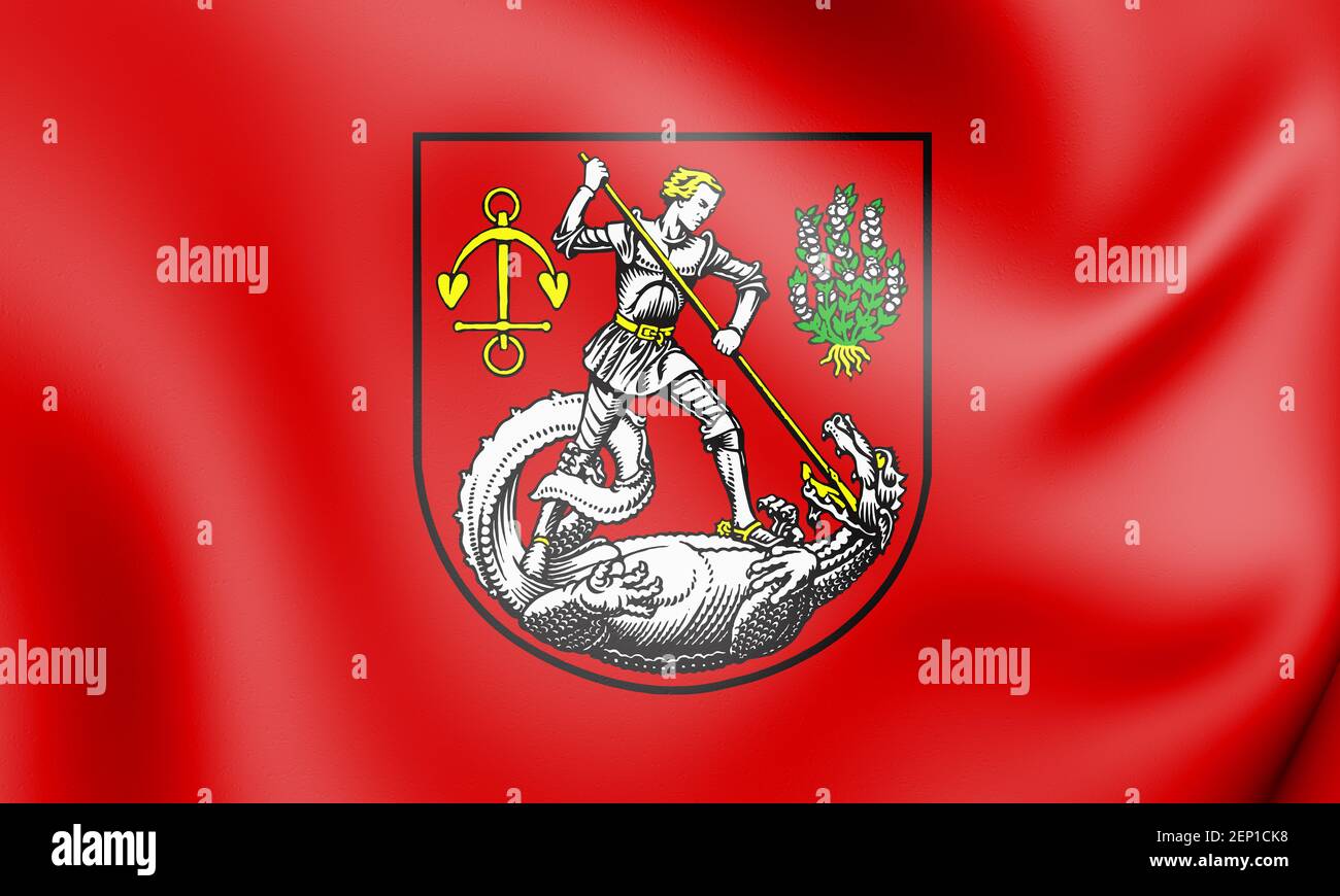 3D Flag of Heide (Schleswig-Holstein), Germany. 3D Illustration Stock ...