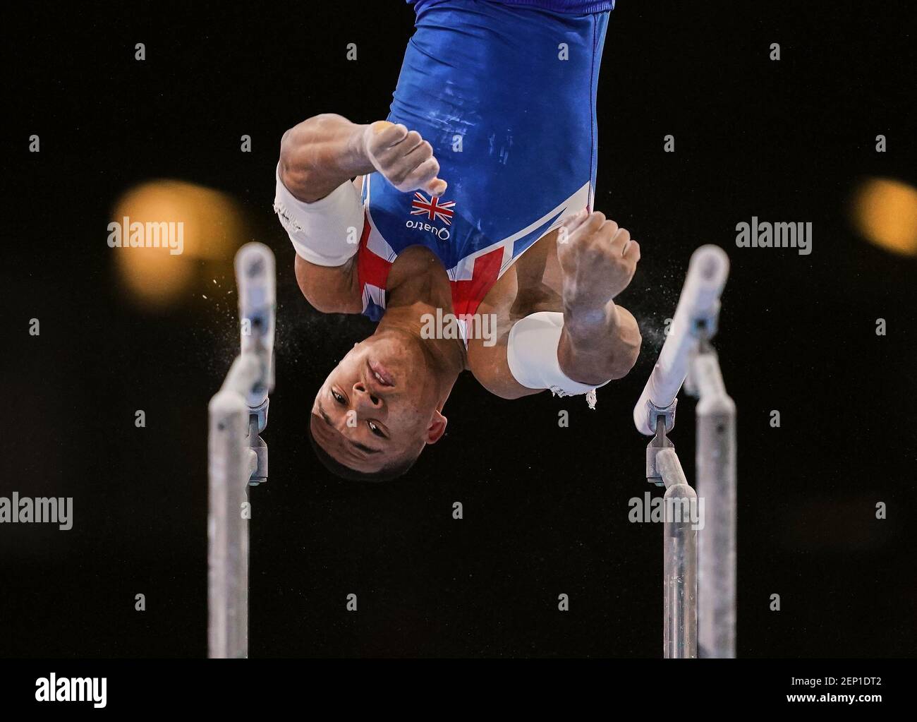 October 11, 2019: Joe Fraser of Great Britain competing in parallel ...