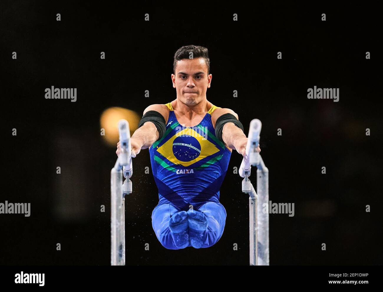 October 11, 2019: Caio Souza of Brazil competing in parallel bars for ...