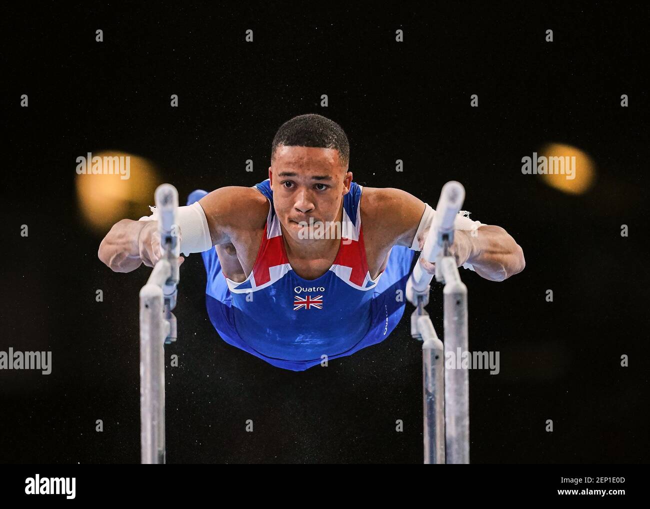 October 11, 2019: Joe Fraser of Great Britain competing in parallel ...