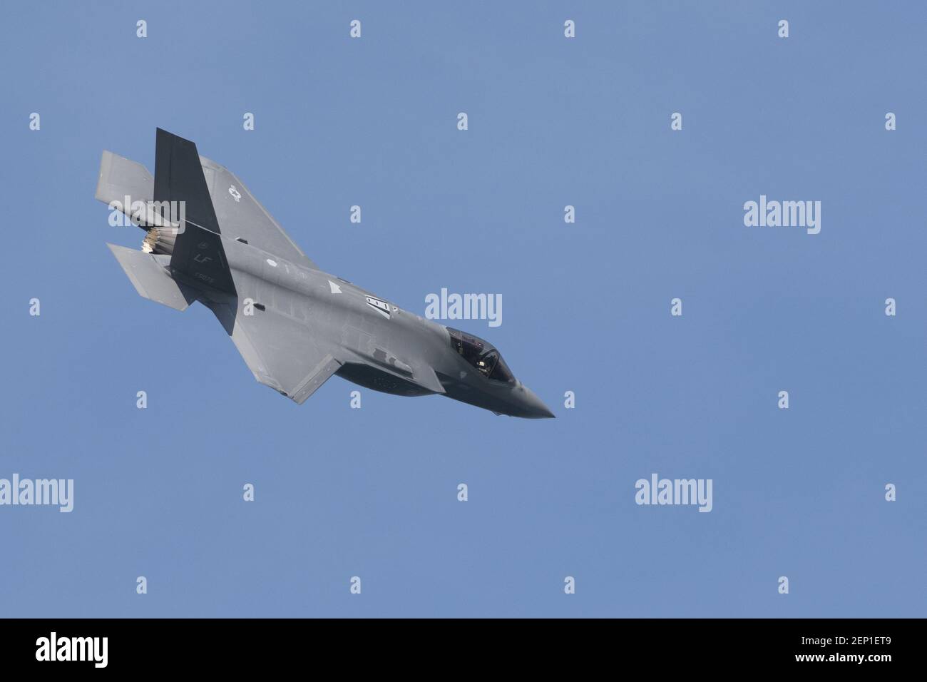 U.S. Air Force Lockheed Martin F-35 stealth fighter jet flies over San ...