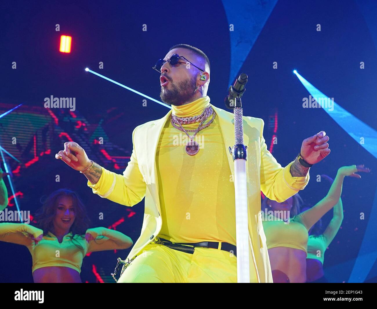 MIAMI, FL - OCTOBER 11: Maluma performs on stage during Maluma 11:11 ...