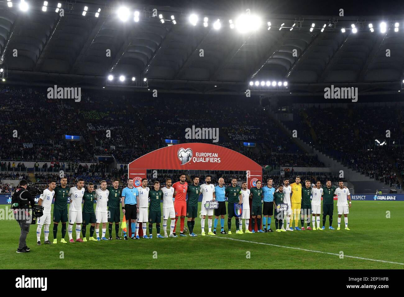 Uefa against racism. Teams line up Roma 12-10-2019 Stadio Olimpico ...