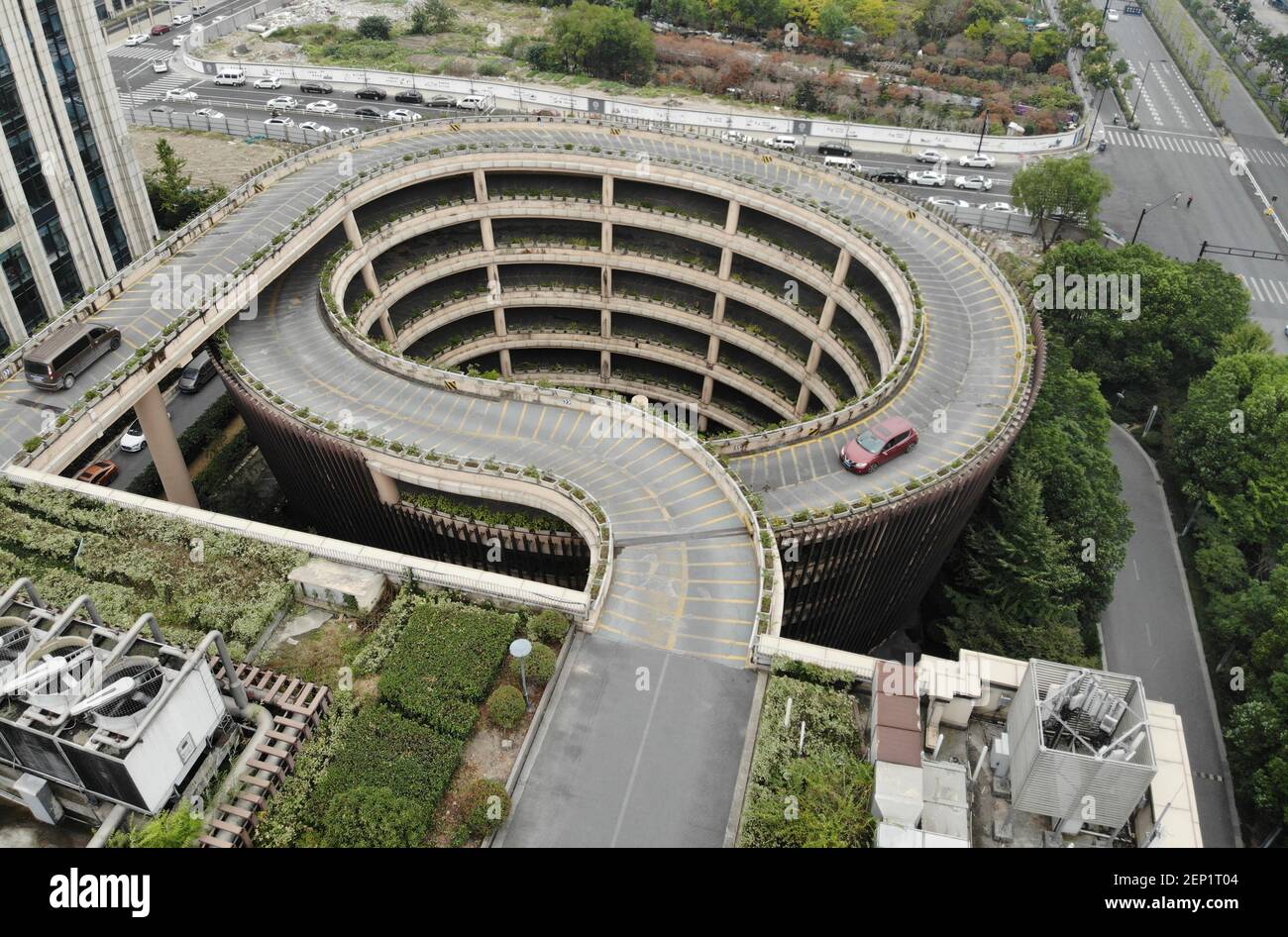Zhejiang,CHINA-Photo taken on Oct. 13, 2019 shows a circular parking ...