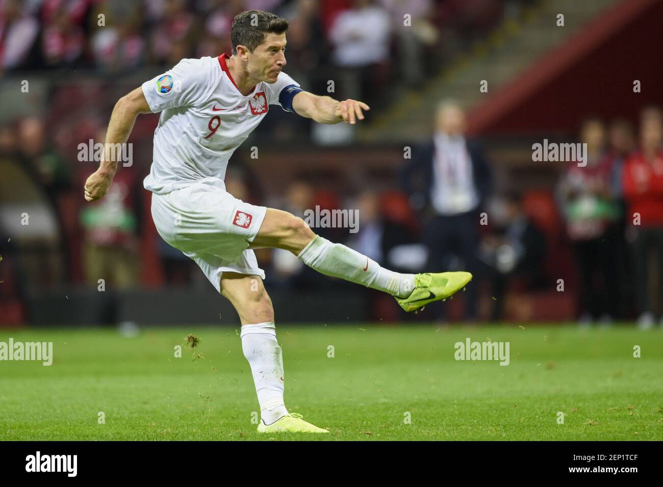 Robert Lewandowski of Poland kicks the ball during the UEFA Euro 2020 ...