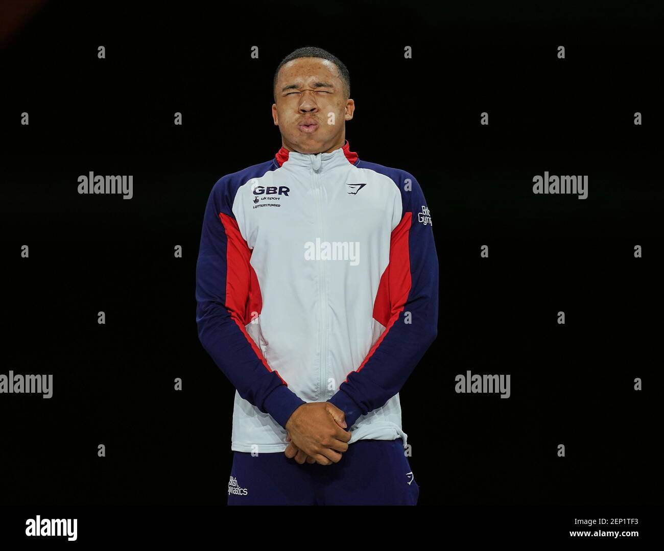 October 13, 2019: Joe Fraser of Great Britain while getting his gold ...