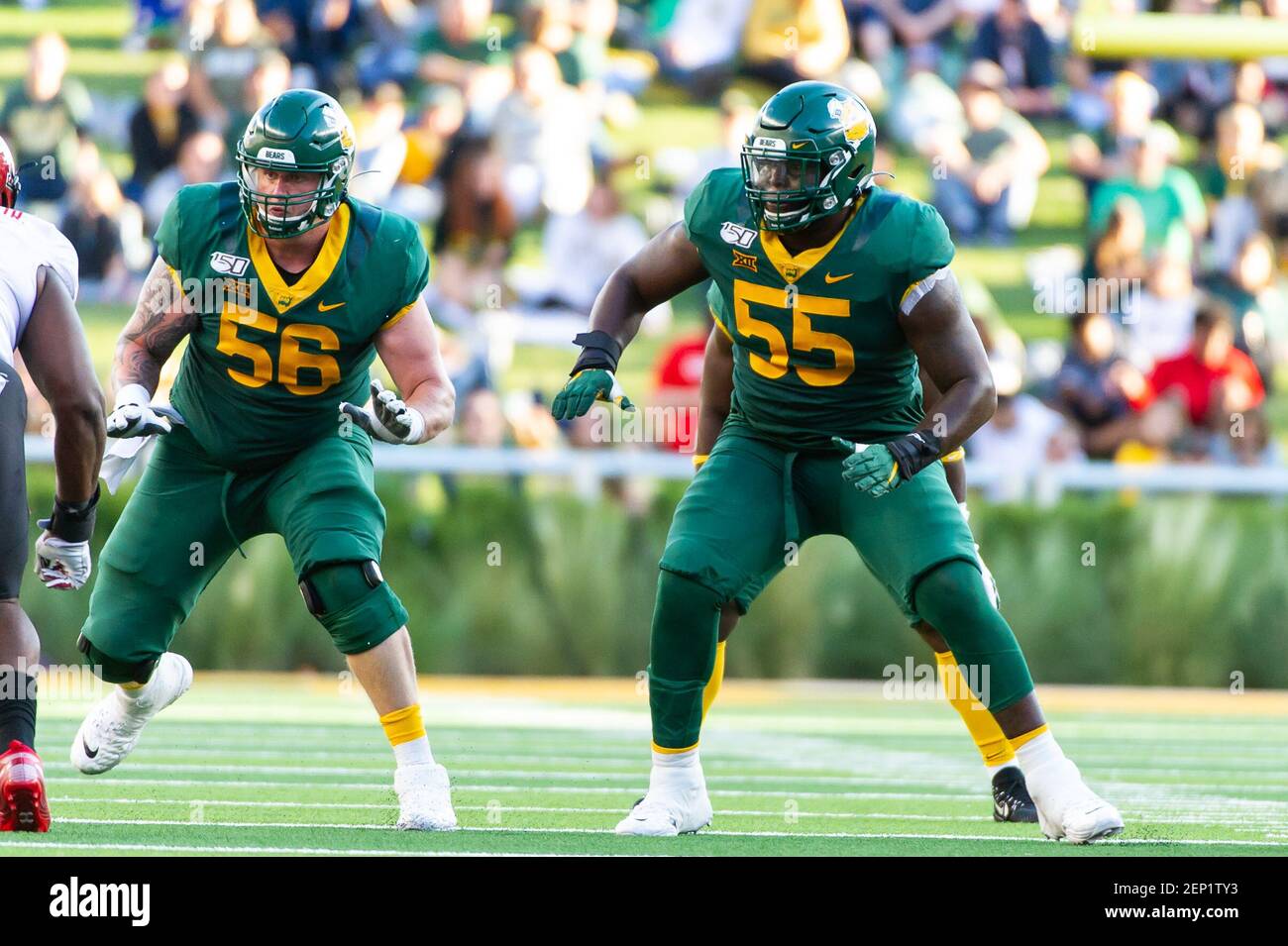 October 12 2019: Baylor Bears offensive lineman Blake Bedier (56) and ...