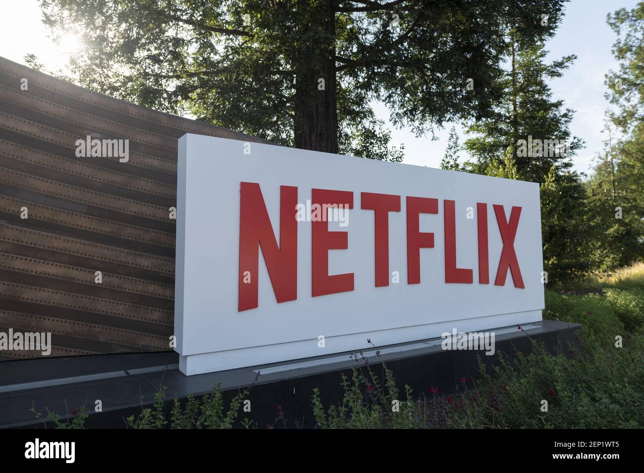 Netflix logo is seen at its office in Los Gatos, California on October ...
