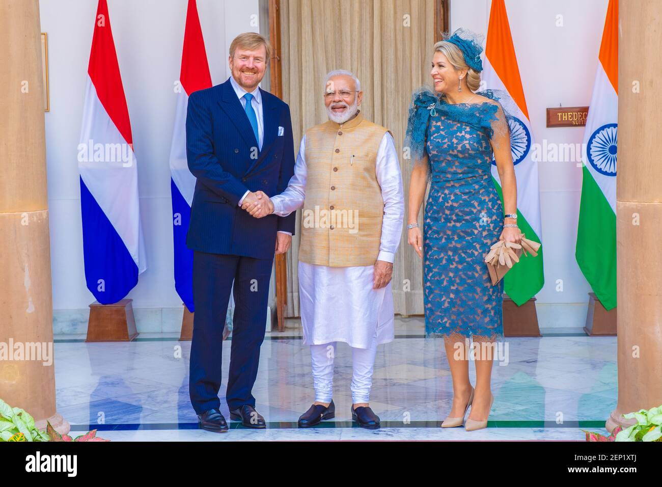 King Willem-Alexander with Prime Minister Narendra Modi and his wife ...