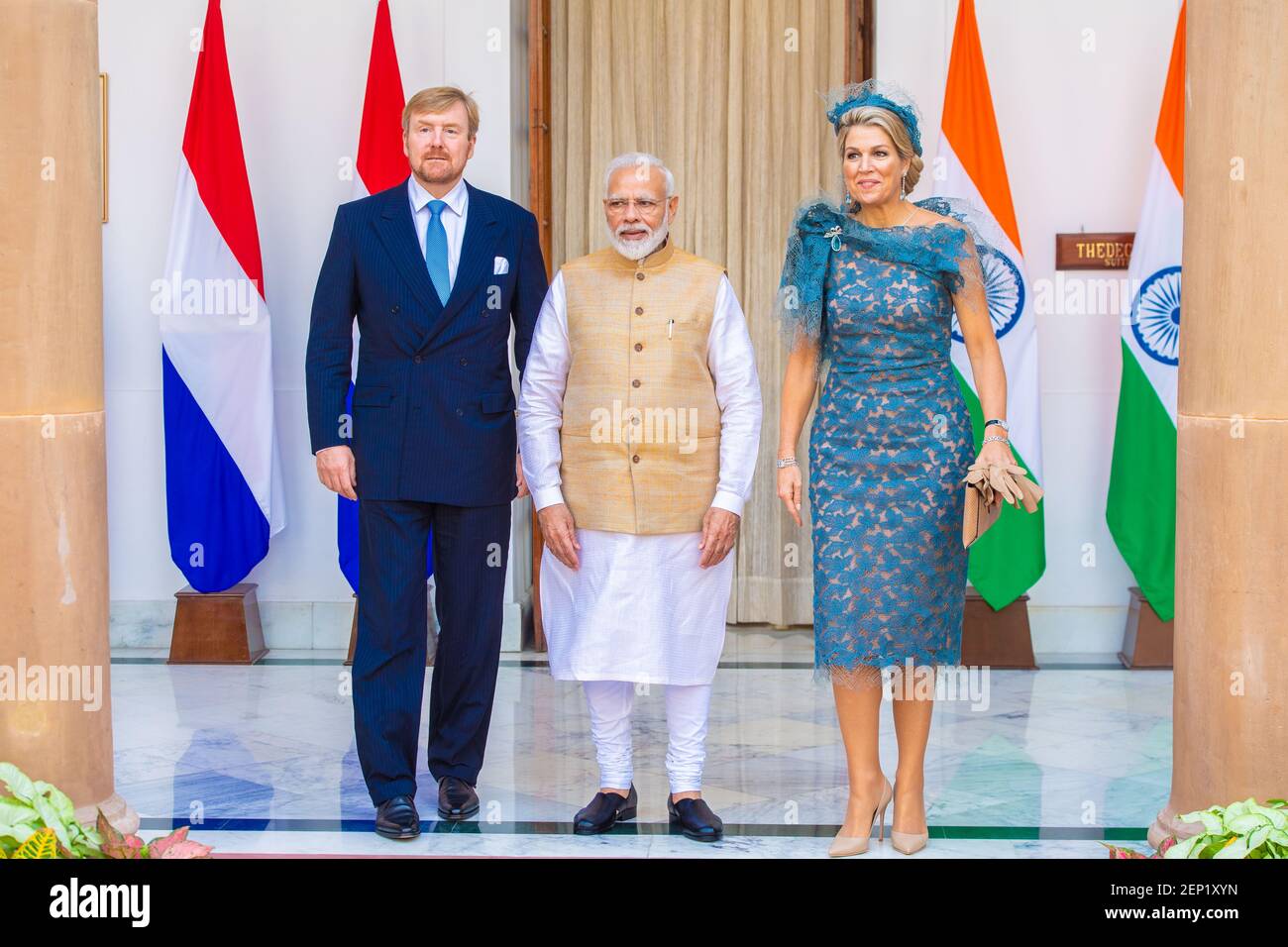 King Willem-Alexander with Prime Minister Narendra Modi and his wife ...