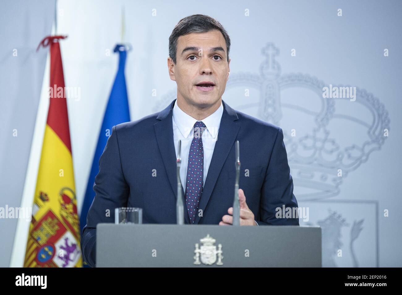 The president of the Spanish Government, Pedro Sanchez, arrives at his ...