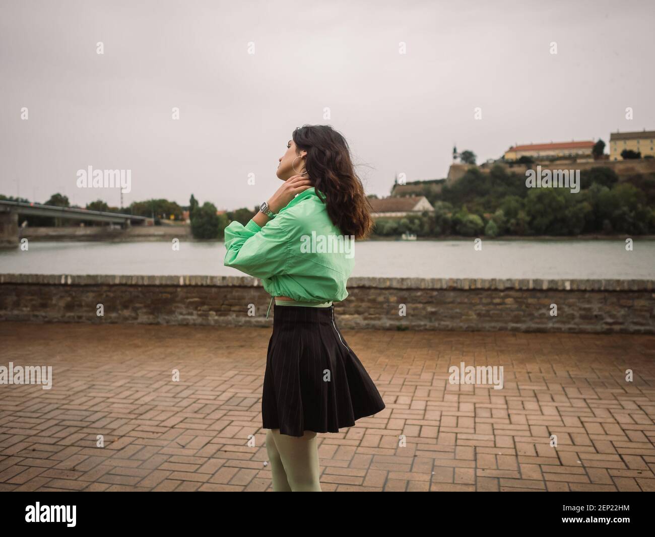 one young woman portrait, back view Stock Photo - Alamy
