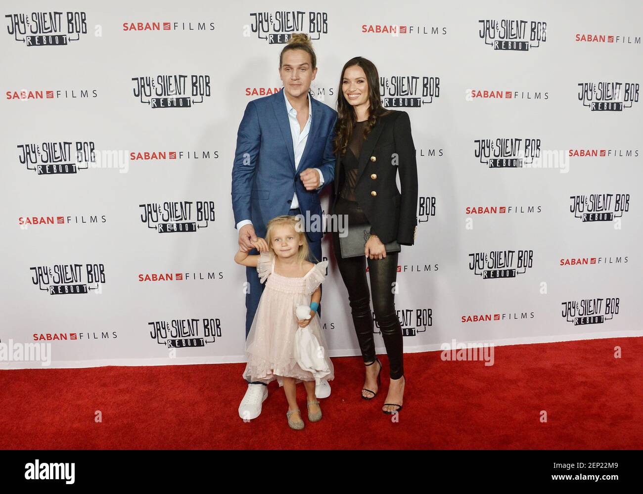 (L-R) Jason Mewes, Daughter Logan Lee Mewes and Wife Jordan Monsanto at ...
