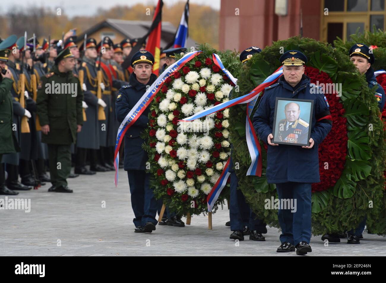 Memorial service for Pilot-Cosmonaut Alexei Leonov at the Federal Military Memorial Cemetery in ...