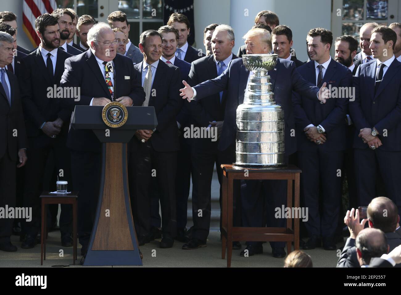 Stanley Cup Champion St. Louis Blues head coach Craig Berube (left) and ...