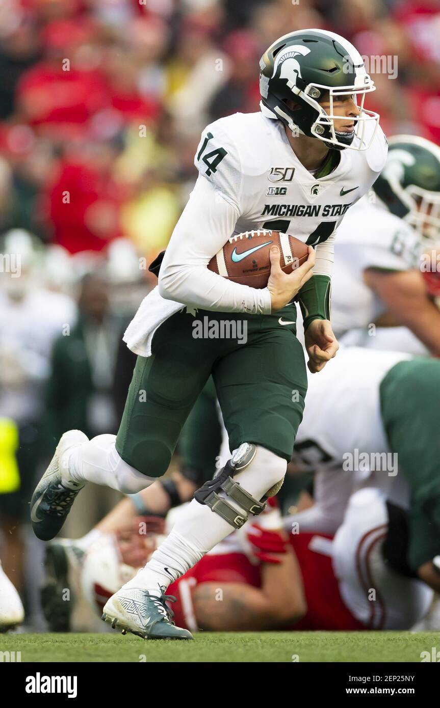 October 12, 2019: Michigan State Spartans quarterback Brian Lewerke #14 ...