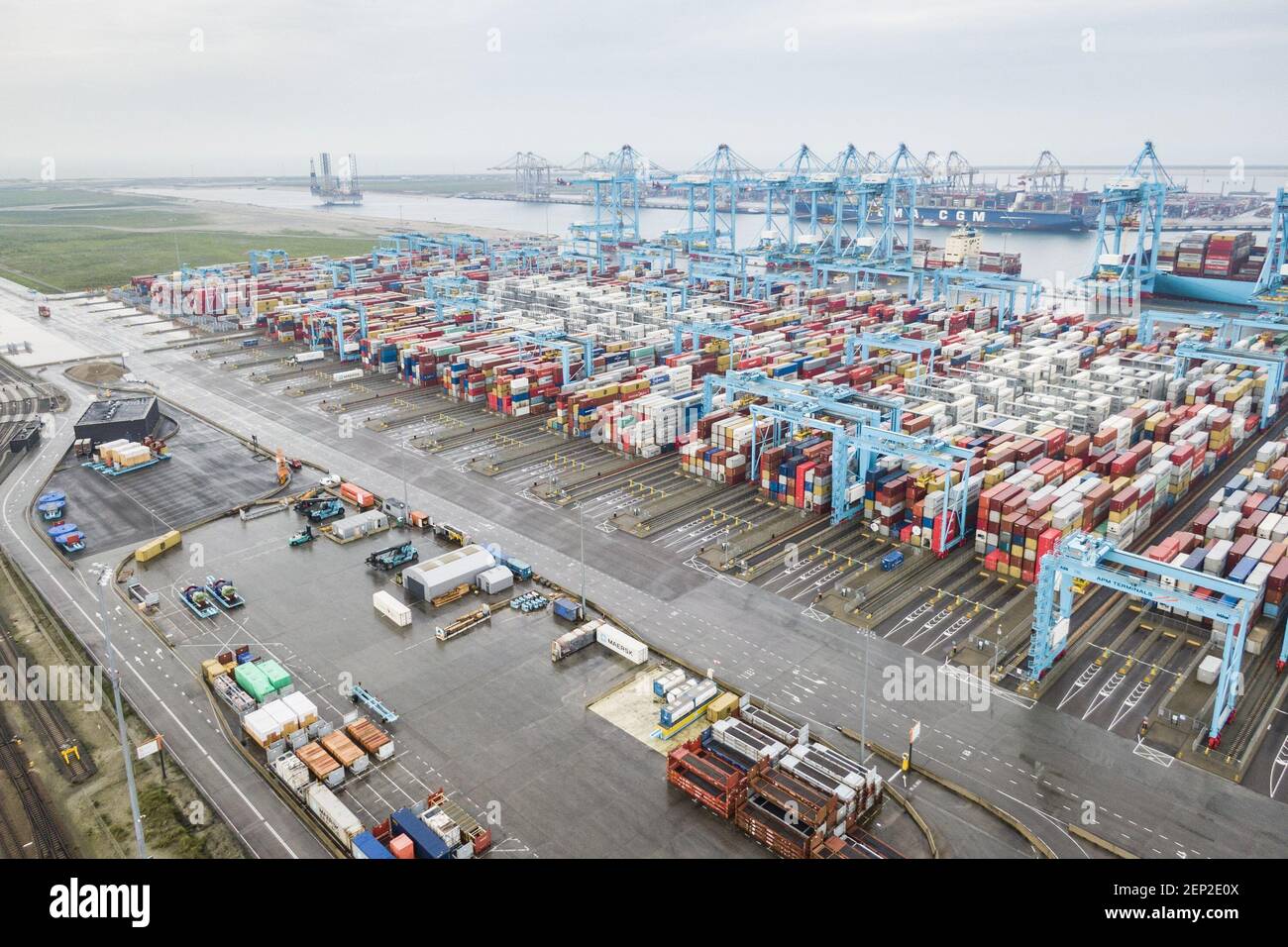 DEN HAAG, 17-10-2019, The Rotterdam Container terminal Harbor at the ...