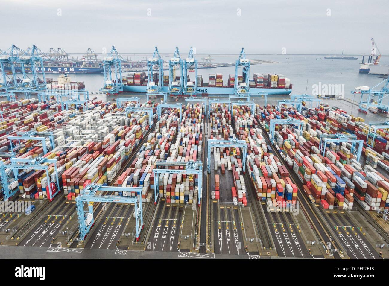 DEN HAAG, 17-10-2019, The Rotterdam Container terminal Harbor at the ...